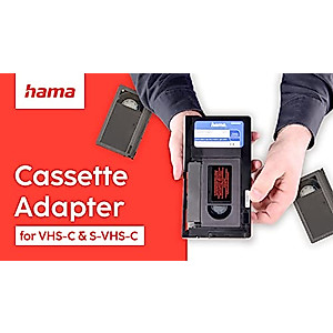 Hama VHS Cassette Adapter for VHS-C Video Cassettes (Automatic, Battery Operated), Black