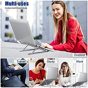 Laptop Stand Adjustable Computer Stand Aluminum Riser Holder Compatible with MacBook Air Pro, HP, Dell, More 10-15.6” Laptops Collapsible and Non-Slip Metal
