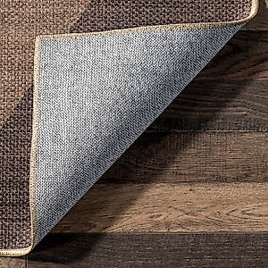 nuLOOM 3' x 5' Easy-Jute SuperiorWash Area Rug, Machine Washable, Non-Slip, for Living Room Bedroom Kids Room Nursery Home Decor, Simple Brown