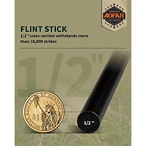 AOFAR Fire Starter, AF-376 Ferrocerium (Ferro) Rods, Fire Starter Kit with Two Multi-Tool Fire Strikers, 80dB Survival Whistle, Paracord Lanyard for Camping, Hiking, Emergency Rescue (1/2 * 5.1 Inch)