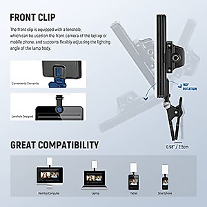 NEEWER RGB LED Light for Phone with Phone Holder & Light Clip, Dimmable CRI 97+ 3 Modes Phone Light, Built in 2000mAh Battery for Tablet/Laptop/Video Conference/TikTok/Selfie/Vlog/Live Stream, VL66C