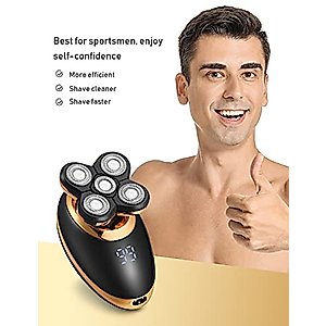 Electric Shavers for Men - 5 in 1 Bald Head Shavers for Men, 5D Floating Cordless USB Rechargeable Rotary Razor Multifunctional Grooming Kit Beard Trimmer Waterproof Wet and Dry with LED Display