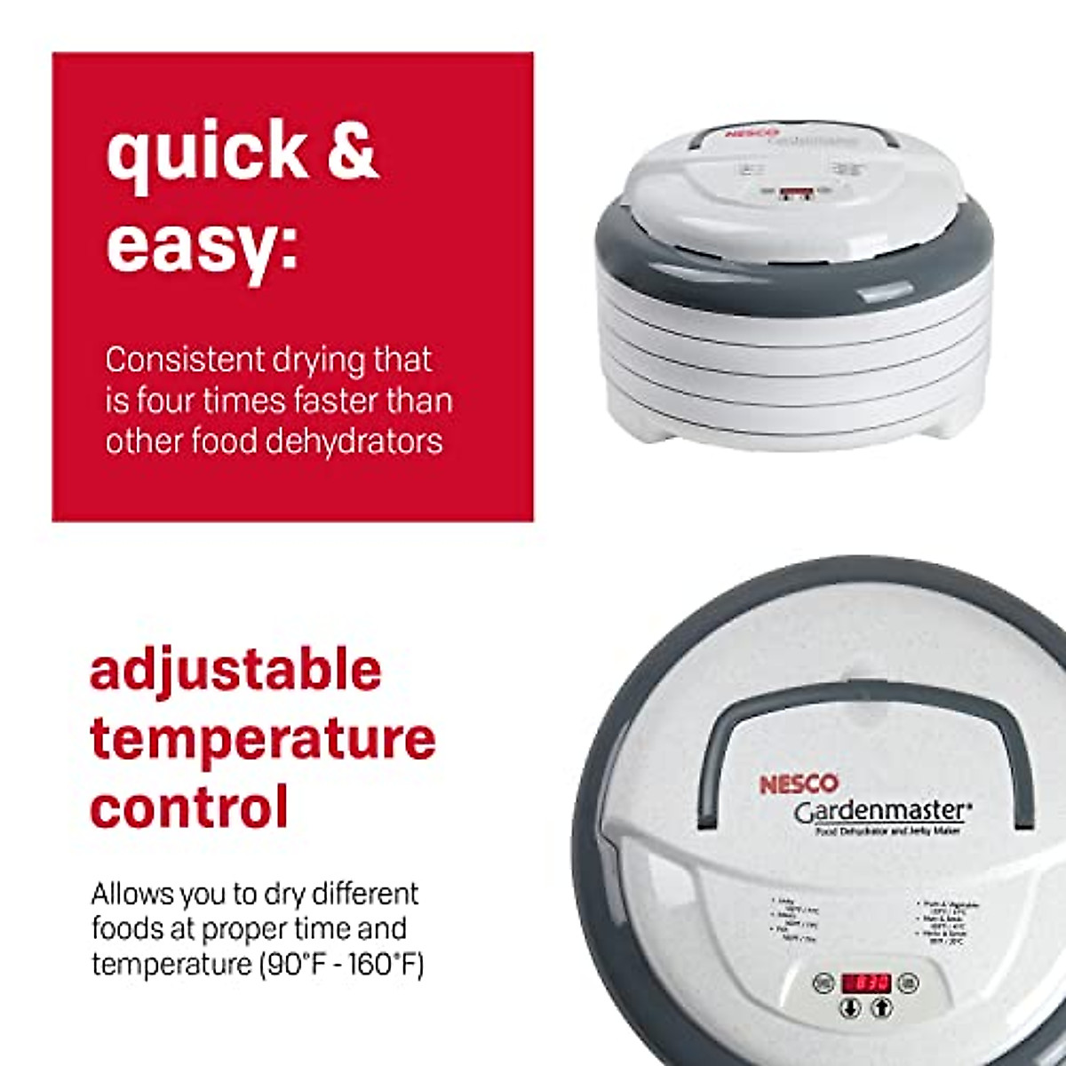 NESCO FD-1040 Gardenmaster Digital Pro dehydrator, For Jerky and Snacks, White