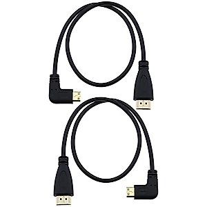 Micro Traders 2PCS Mini HDMI to HDMI Cable 50cm Mini HDMI Male 90 Degree Left and Right to HDMI Male Cable for Camera Video Card Laptop Tablet HDTV Monitor Projector