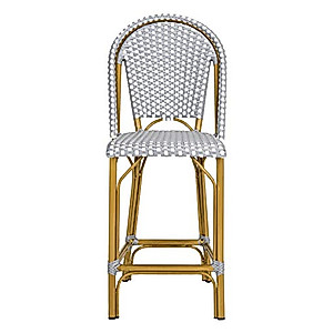 Safavieh PAT4019B Collection Gresley Grey and White Indoor/Outdoor Stacking French Bistro Counter Stool