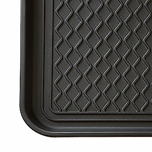 Stalwart 75-ST6014 All Weather Boot Tray-Water Resistant Plastic Utility Shoe Mat for Indoor and Outdoor Use in All Seasons (Black), Medium