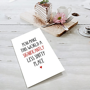 Supoeguk Funny Birthday Card for Best Friend, Bestie Birthday Card, Thank You Card for Him Her, Thinking of You Card, You Make The World Better