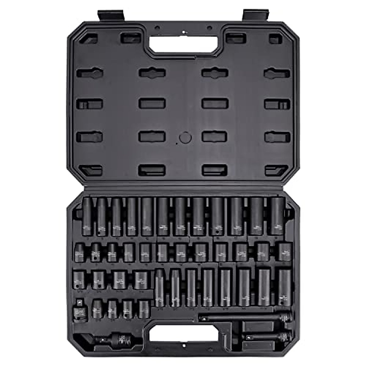 Amazon Basics 3/8-Inch Drive 6 Point Impact Socket Set with Carrying Case - 44-Piece