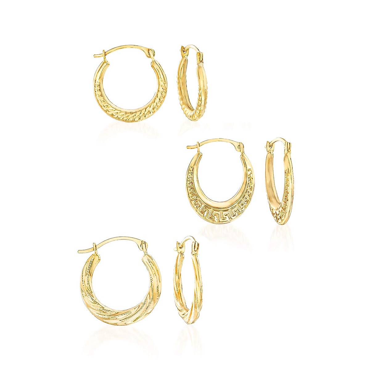 Ross-Simons 14kt Yellow Gold Jewelry Set: 3 Pairs Of Hoop Earrings