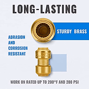 SUNGATOR Fittings 1/2 Inch, Pushfit Plumbing Fittings 1/2 Inch, Push 1/2 Inch Coupling Fittings, No Lead Brass Push to Connect Fittings for Pex, Copper, CPVC, with 1 Disconnect Clip, Pack of 12
