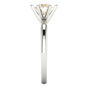 Clara Pucci 1.0 ct Round Cut Solitaire Natural Brown Morganite Engagement Bridal Promise Anniversary Ring in 18K White Gold Size 4