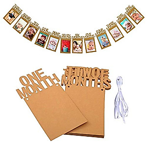 XUKEKOY 1st Birthday Baby Photo Banner Growth Record 1-12 Month Photo Prop First Birthday Party Bunting Decor