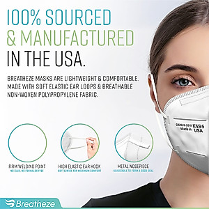 Breatheze KN95 Face Masks Made in USA - Face Masks Disposable KN95 Mask - FDA Registered KN95 Masks