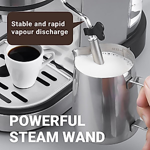 amzchef Espresso Machine with 20 Bar, Professional Espresso Maker with Milk Cream/Steam Stick, Compact Stainless Steel Coffee Machines, 34oz Household Detachable Water tank, Gift for Dad or Mom