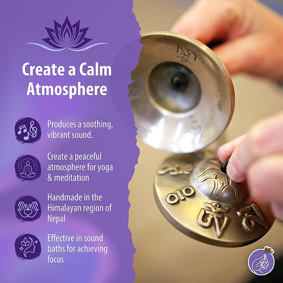 Mudra Crafts Tibetan Tingsha Bells Yoga Chimes - Buddhist Sign Tingsha Cymbals Tibetan Chimes Tibetan Meditation Bells for Meditation - Finger Cymbals Tibetan Bells Chime