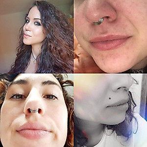 Triple Stacked Septum Jewelry Gold Septum Nose Rings 16G Septum Clicker 8mm Septum Piercing Daith Conch Helix Lobe Piercing Jewelry Daith Cartilage Lobe Earrings Conch Hoop Earring Nose Ring Hoop