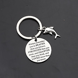 WSNANG Dolphin Keychain Dolphin Lovers Gifts You Are Braver Stronger Smarter Than You Think Keychain (Dolphin Always KC)