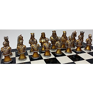 Medieval Times Crusades Knight Chess Men Set Gold & Silver Busts - NO Board