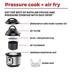 Instant Pot Duo Crisp 11-in-1 Air Fryer and Electric Pressure Cooker Combo with Multicooker Lids that Air Fries, Steams, Slow Cooks, Sautés, Dehydrates, & More, Free App With Over 800 Recipes, 8 Quart
