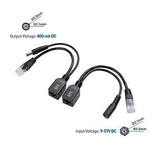 Cable Matters Inline Passive Power Injector Over Ethernet (PoE Injector and PoE Splitter Kit) in Black