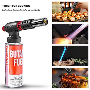 AKBLL Butane Torch Head,Anti-Scald Cooking Torch Lighter with Adjustable Flam,Kitchen Culinary Blow Torch for Sous Vide, Creme Brulee, Baking, BBQ, Soldering(Butane Canister Not Included)