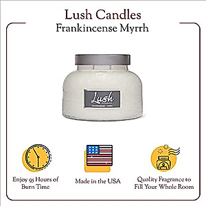 A Cheerful Giver - Frankincense Myrrh - 20oz Large Scented Candle Jar with Lid- Lush - 95 Hours of Burn Time, Gift for Women, White