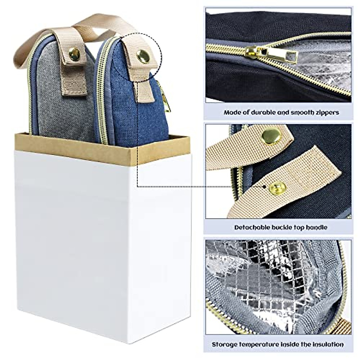 WYKOO 3 Pieces Portable Thermal Baby Bottle Bag, Insulated Baby Bottle Bags, Baby Bottle Cooler Tote Bags, Travel Baby Bottle Holder Tote, Nursing Bottle Cooler Warmer Bag for Outing Milk Bottle Storage