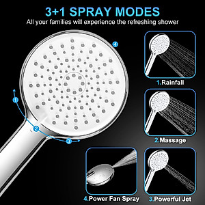 Luxsego 10-Inch Ultra-Thin Stainless Steel Rainfall Showerhead with 3-Way Diverter, Handheld Shower, and Adjustable Extension Arm