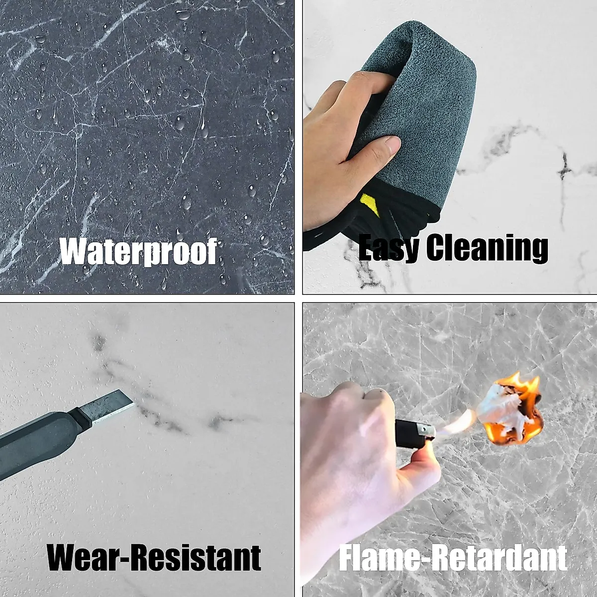 Euventyles Peel and Stick Floor Tiles 20 Pcs 12x12'' Self Adhesive Vinyl Flooring Waterproof Bathroom Glossy Stone Look Sticky Tiles