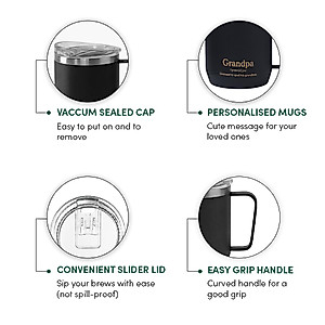 VAHDAM Grandpa Mug (300ml/10.1oz) Black | Reusabletea & Coffee Mug - Grandpa Gifts | 18/8 Stainless Steel, Vacuum Insulated Travel Tumbler Cup | Carry Hot & Cold Beverage | Grandpa Gifts