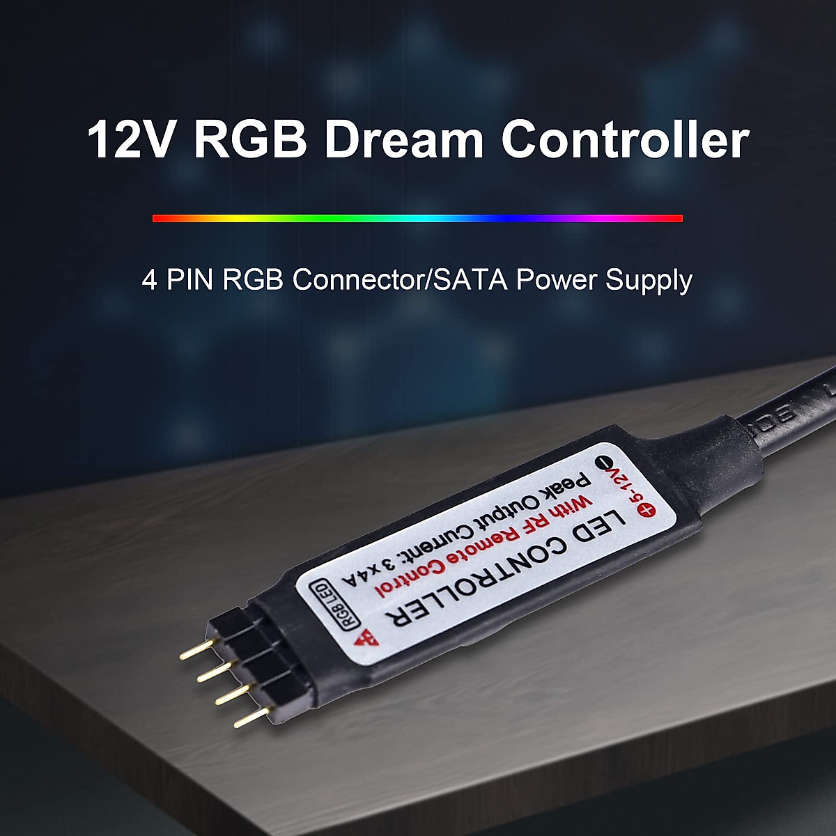 DS RGB Case Fans Controller Kit with 17Key Remote, Connect to DS RGB RAM Heatsink and DS PC RGB LED Strip (SATA Power Cable, O Series)