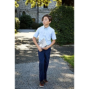 French Toast Boys' Toddler Short Sleeve Oxford Dress Shirt (Standard & Husky), Light Blue, 3T