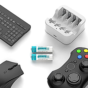 czvv Rechargeable AA Batteries 1.4V MH 4-Pack, 2300+mAh Large Capacity Double A Fast-Charge 10-Years Long Lifespan Dual A Battery for Security Camera & Trail Camera Series and More, Fitting for Blink