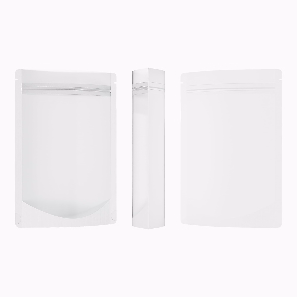 QQ Studio Pack of 100 Translucent Front Matte White Poly Plastic Resealable Bags (3.3oz (5" x 7"), White Stand-Up Pouch)