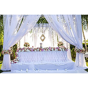 Qidkeo White Chiffon Fabric by The Yard 59" Wide,10 Yards Continuous