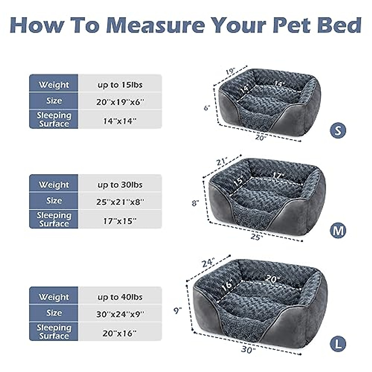 INVENHO Small Dog Bed for Large Medium Small Dogs, Rectangle Washable Dog Bed, Orthopedic Dog Bed, Soft Calming Sleeping Puppy Bed Durable Pet Cuddler with Anti-Slip Bottom S(20"x19"x6")