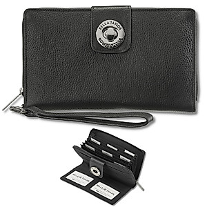 Bella Taylor RFID Wristlet Cash System Wallet for Cash Envelope Budgeting | Money Organizer Budget Wallet | Cash Stuffing Wallet | Genuine Black Leather