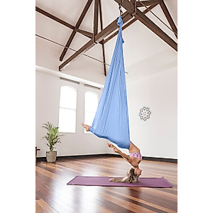 PINC Active Silk Aerial Yoga Swing & Hammock Kit for Improved Yoga Inversions, Flexibility & Core Strength - Blue
