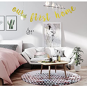 Gold Glitter Our First Home Banner, Welcome Home Banner, Housewarming Party Banner, Sweet Home Hanging Sign