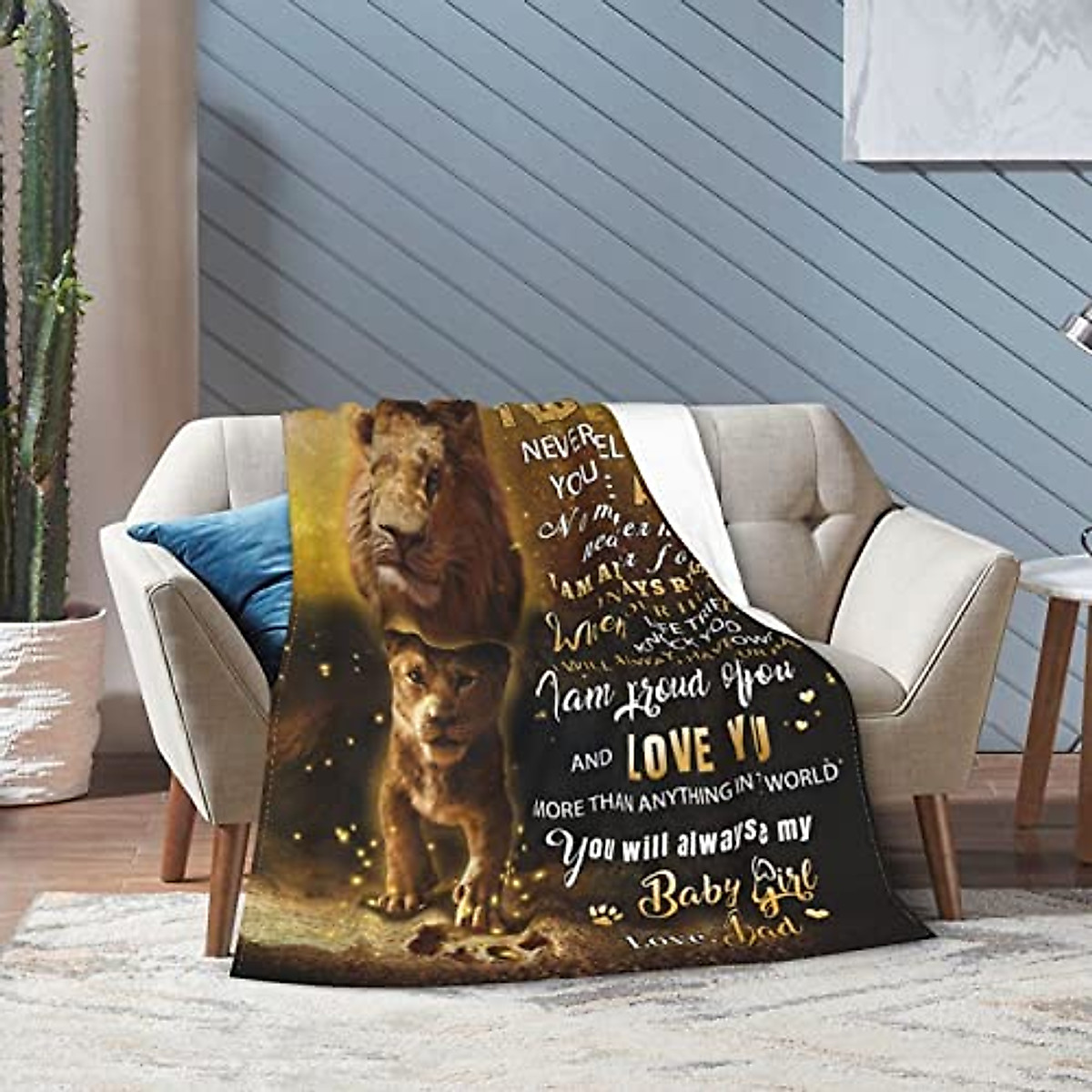 WUTZTIFE to My Daughter Blanket Gifts from Dad Blanket for Daughter Flannel Blanket for Birthday Anniversary Graduation Couch Sofa Bedroom 50"x60"