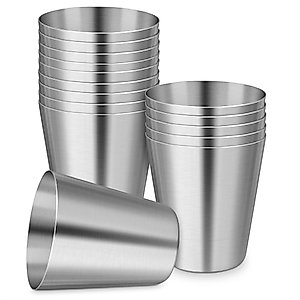 30 ml Stainless Steel Shot Glasses Drinking Vessel - 15 Pcs Outdoor Camping Travel Coffee Tea Cup, Silver Cup - Unbreakable Metal Shooters for Whiskey Tequila Liquor Great Barware Gift