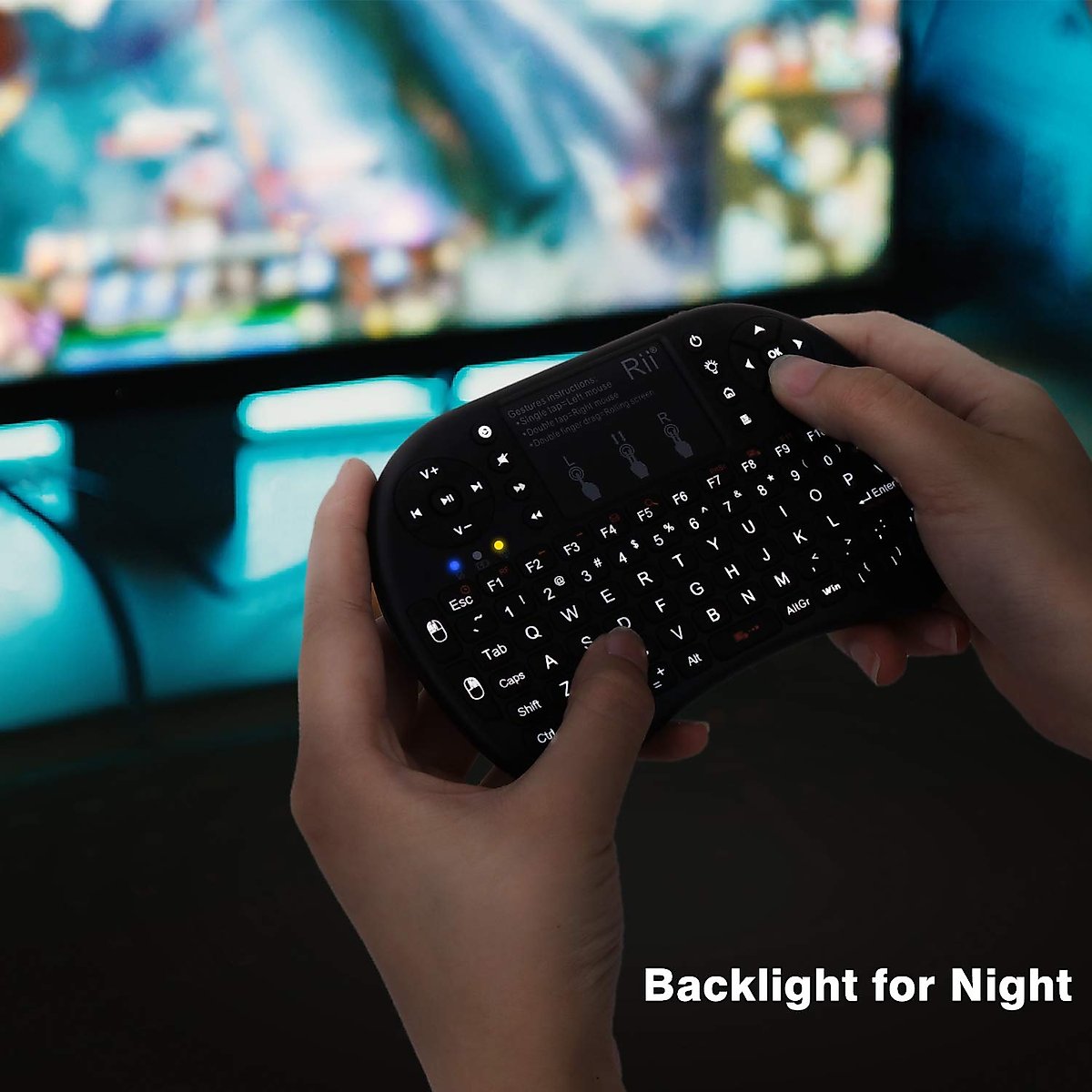 Rii Mini Wireless Bluetooth Keyboard with Touchpad, Support Bluetooth +(RF) 2.4GHz Wireless Connection for Smartphones, PC, Tablet, Laptop TV Box iOS Android Windows Mac.Black