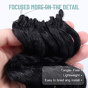ToyoTree Ocean Wave Crochet Hair - 9 Inch 8 Packs Natural Black Short Curly Deep Wave Crochet Hair, Synthetic Ocean Wave Braiding Hair Extensions (9 Inch,1B-8P)