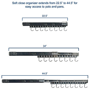 Dr. Organizer Pull Out Cabinet Pot & Pan Organizer, Holds A Complete Set Including Lids, USA Patented, Solid Steel with Soft Close Slide