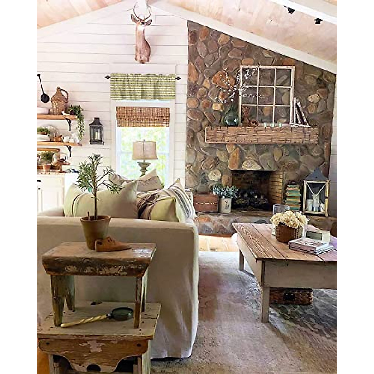 RainbowDay Valance Curtain Elegant Decorative Rod Pocket Valances White Gold Stripes Window Curtain Valance for Kitchen Bathroom Bedroom Basement Cafe,1 Panel 54x18 Inch