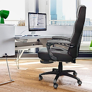 Massage Gaming Chair Racing ,Office Chair Video Game Chair,High Back PU Leather PC Racing Computer Desk Office Swivel Recliner with Retractable Footrest and Adjustable Lumbar Cushion Support (Grey)