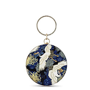 zebrum Womens Evening Clutch Bag Designer Evening Handbag Hand Bag,Lady Party Wedding Clutch Purse (Blue-Big round)