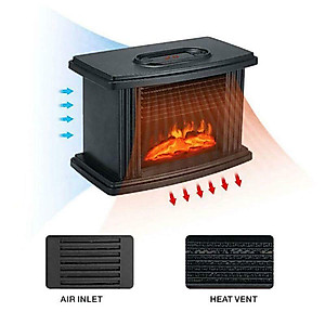 ONEPOINTPOINT Electric Fireplace Heater Indoor Mini Freestanding Fireplace Stove with 3-Gear Adjustable 3D Simulation of Carbon Fire Heating Technology Black