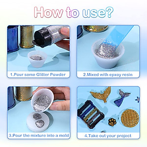 HTVRONT Holographic Extra Fine Glitter Powder - 50g/1.76oz Silver Glitter for Resin, 0.008"Portable Ultra Fine Glitter Powder for Nails, Candle Making, Crafts, Slime Fine Silver Glitter