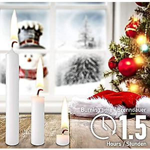 BRUBAKER Tree Candles - Pack of 20 - White - 3¾ x ½ Inches (9.5 x 1.27cm) - Made in Europe - Pyramids, Carousels & Chimes